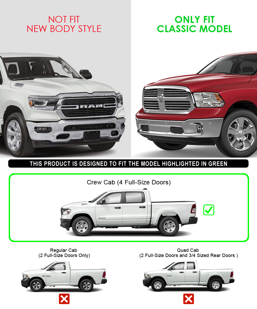 Premium Wheel-to-Wheel Side Steps Fit 09-18 Ram Crew Cab 5.5ft Bed | eBay