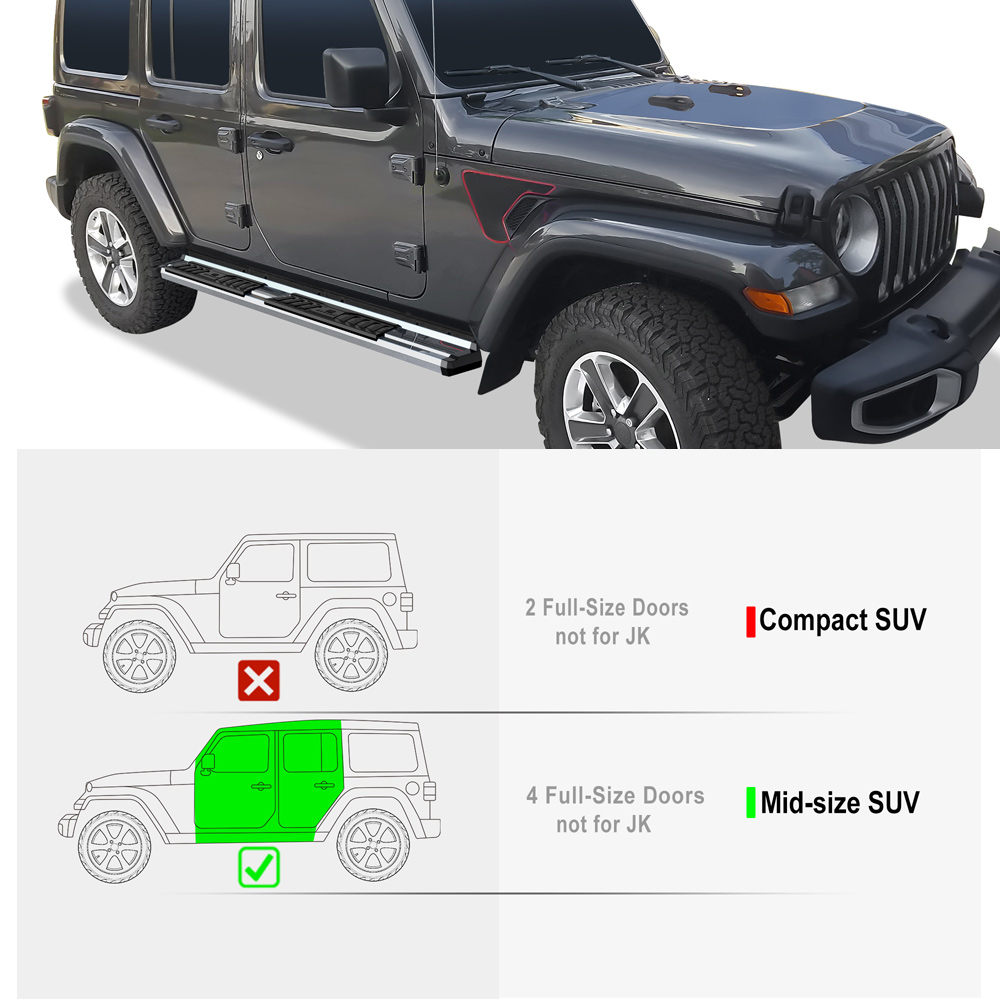 APS Chrome Nerf Bar Steps For 18-24 Jeep Wrangler JL 4Dr | eBay