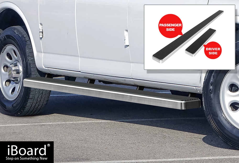 iBoard Running Boards 5 inches Silver Fit 03-21 Chevy Express GMC ...