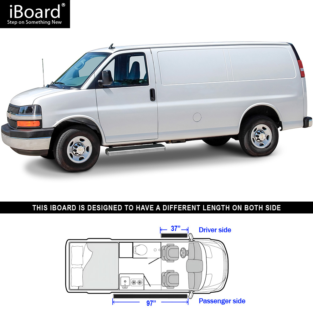 iBoard Running Boards 5 inches Silver Fit 03-21 Chevy Express GMC ...